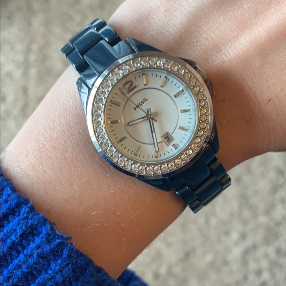 Ceramic Fossil Watch-Navy-"Mini Riley" Design - Gem